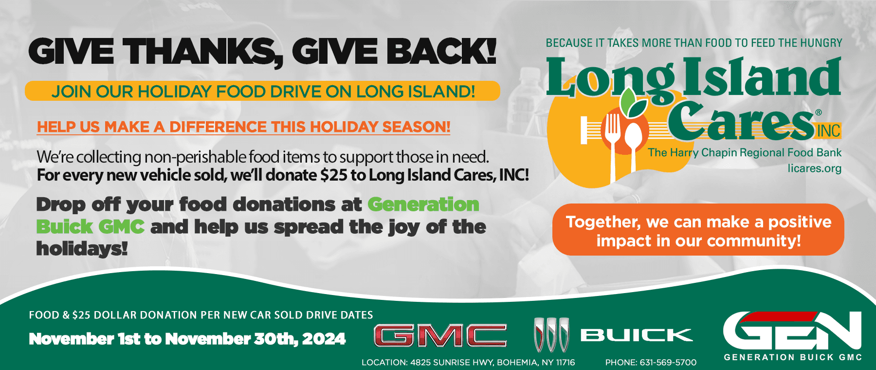 Generation Buick GMC Launches November Food Drive to Support Long ...