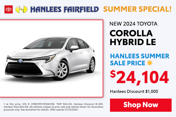 Current New Toyota Specials Offers | Hanlees Fairfield Toyota