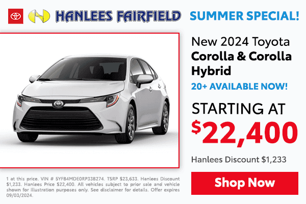 Current New Toyota Specials Offers | Hanlees Fairfield Toyota