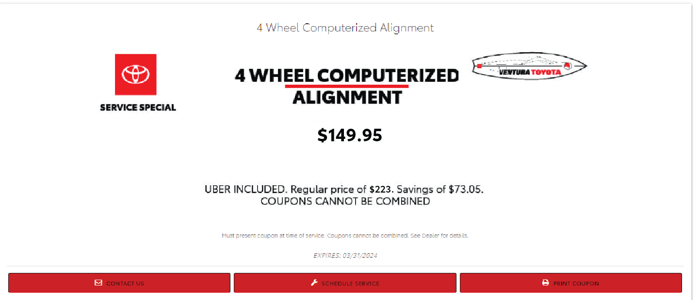 Service Specials & Coupons | Ventura Toyota