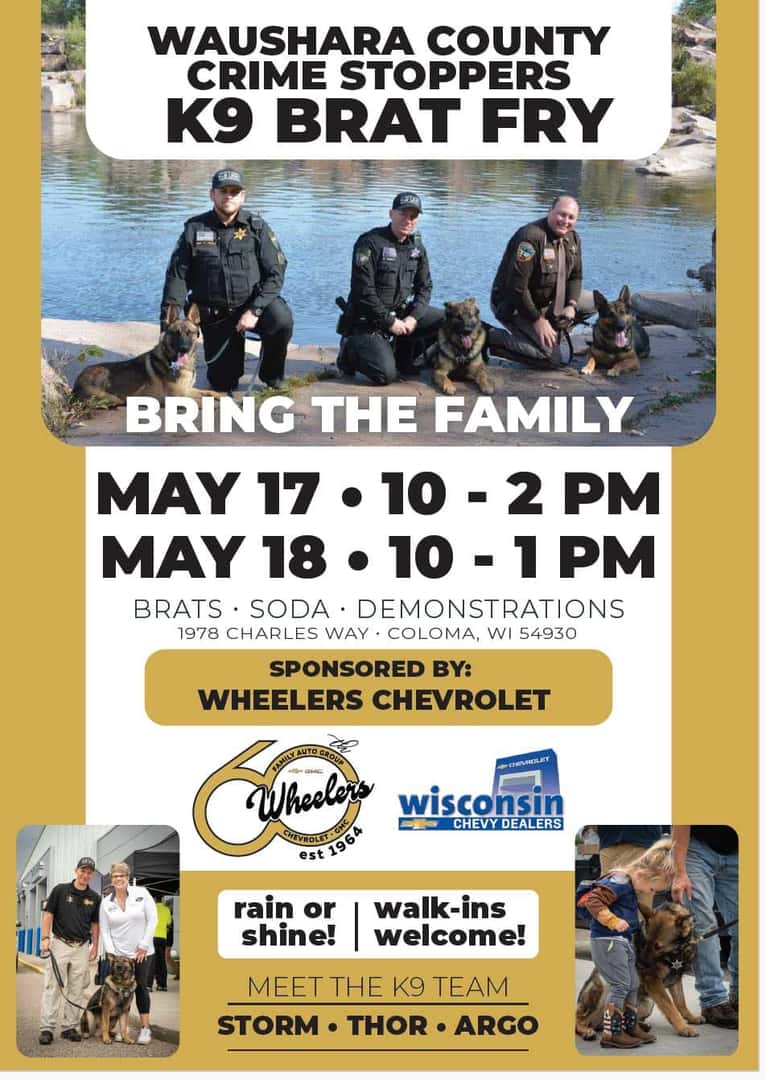 Wheelers of Coloma Will Host Brat Fry to Support Waushara County K9 Units | Wheelers Family Auto ...